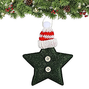 Felt Star Christmas Ornaments - Knitted Hat Pentagram Christmas Tree Hanging Ornament - Handmade Felt Star for Winter Christmas Theme Party, Rustic Farmhouse Tree Qmisify