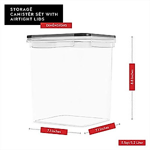 DWËLLZA KITCHEN Extra Large Flour and Sugar Containers - 175 oz 2 PC Airtight Food Storage Containers for Pantry Organization and Storage - Kitchen Organization Bulk Food Canisters with Labels/Marker