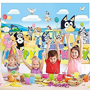 1Pack Blueys Party Decoration Banner Blueys Photography Background for Blueys Birthday Party Blueys Photo Booth Props (3.8X2.3 Ft)