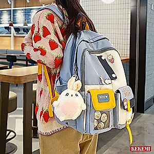 KEKEMI Kawaii Backpack for Girls Women Pin Bear Accessories College High School Bookbag Lightweight Casual Travel Laptop Bag