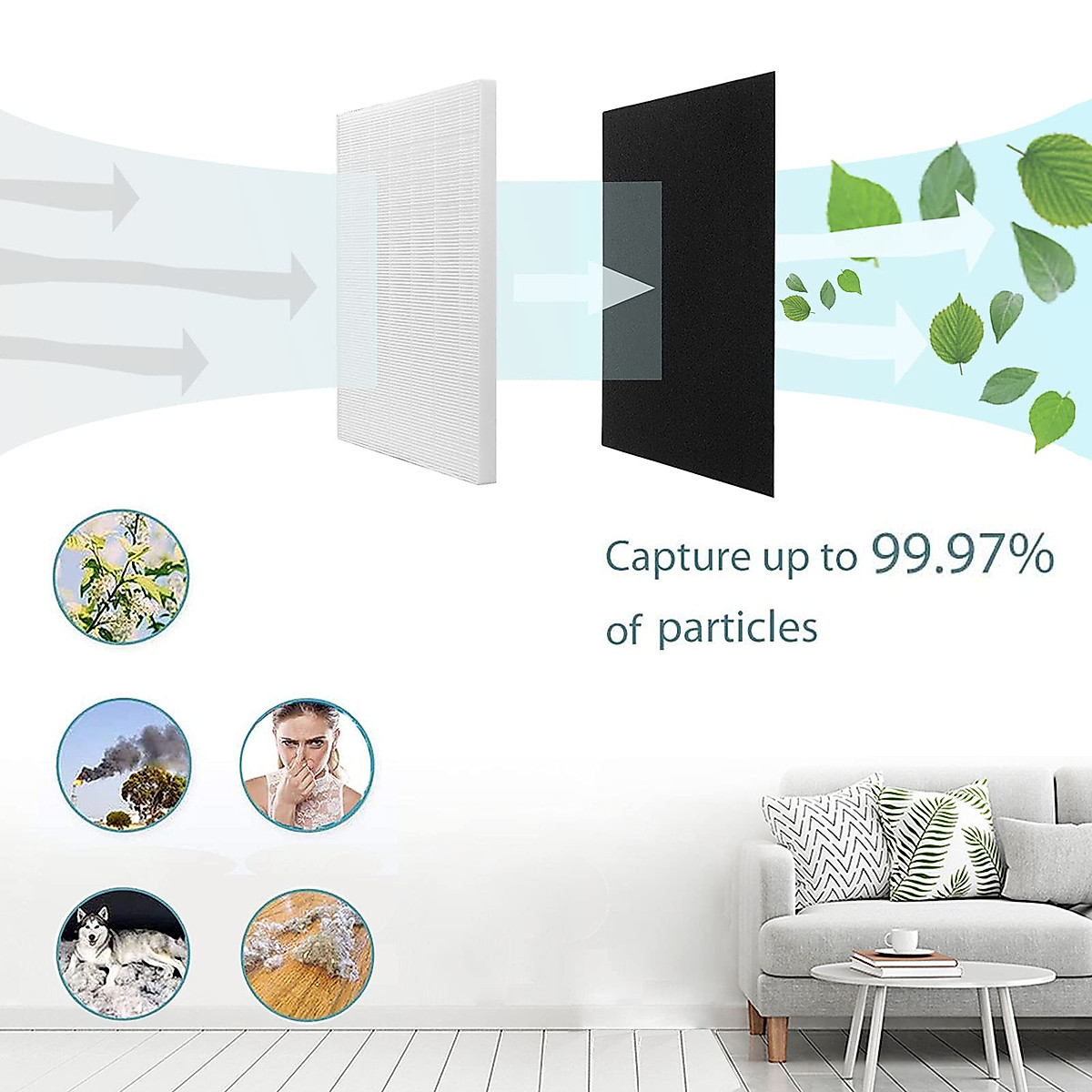 FFsign C545 True HEPA Replacement Filter S for Winix C545, 2 Pack H13 Grade 1712-0096-00 Filter S & 10 Pack Activated Carbon Filters