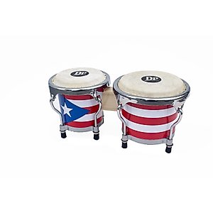 DP Music Mini Bongo Puerto Rico Flag - Percussion Instrument Tunable Drum Set DP-11145PRF 0