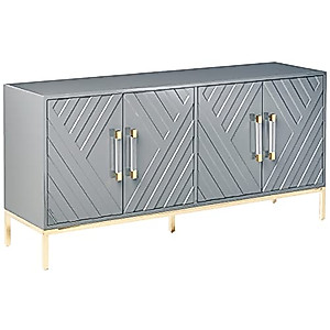 Best Master Furniture Tamari High Gloss Lacquer Sideboard/Buffet, Grey