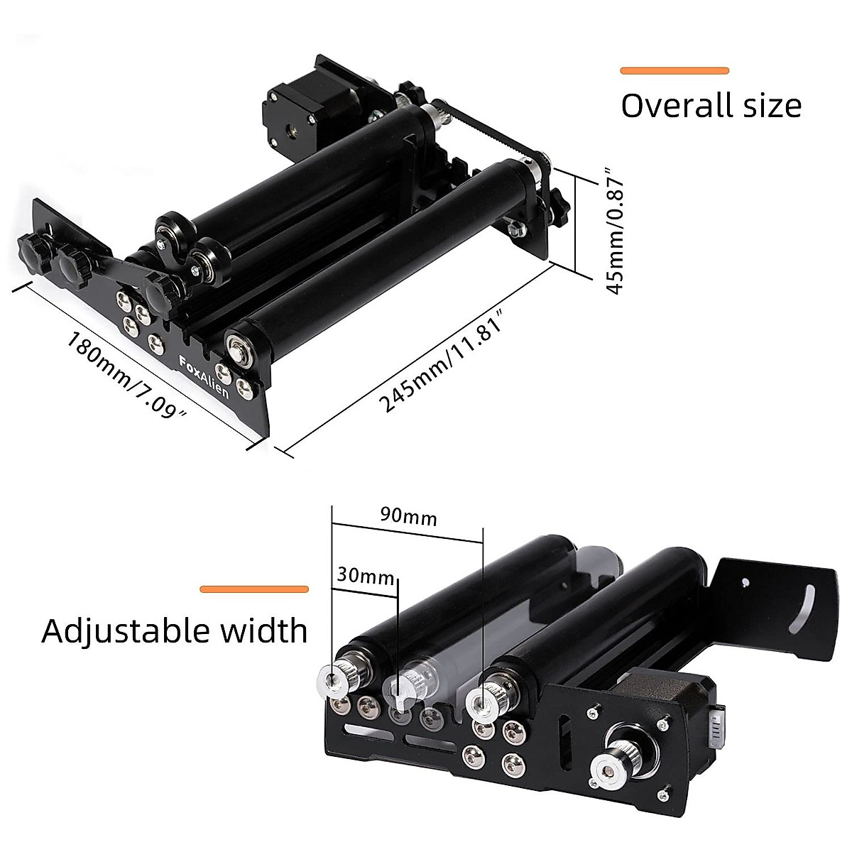 FoxAlien R42 Y-axis Rotary Roller Engraving Module for Cylindrical Objects Curved Surface Compatible with FoxAlien Masuter Pro, Masuter 4040 CNC Engraver Machines