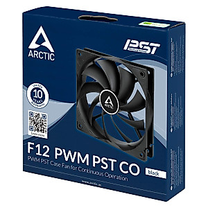 ARCTIC F12 PWM PST CO - PC Fan, 120mm Fan, PC Case Fan with PWM Sharing Technology (PST), Dual Ball Bearing for Continuous Operation, Computer, Fan Speed: 230-1350 RPM - Black