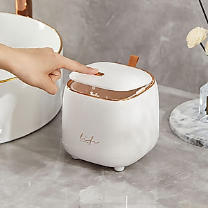 Sheebo Premium Tea Pot Mini Trash Can with Lid Wastebasket 50 Counts Mini Trash Bags for Bathroom Vanity, Desktop, Tabletop or Coffee Table - 2 Liter (Tea Pot - Teal)