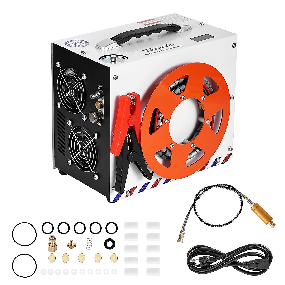 Pcp Air Compressor,4500 Psi Air Compressor,Automatic Stop,Oil/Water Free,Wire Spool Portable Design,Use Either 110v Ac Or 12v Dc Power Sources,Paintball/Scuba Air Compressor