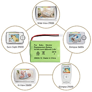 for Summer Infant Baby Monitor Replacement Battery for Summer Infant Wide View 28650 29000 29000A & Clear Sight 29040 29030 Parent Handheld 3.6V 800mA