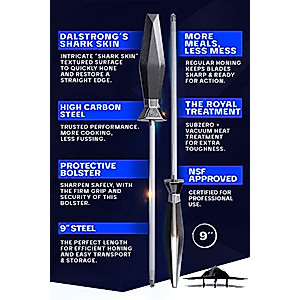 Dalstrong Honing Rod Steel - 9 inch - Shadow Black Series - Black Titanium Nitride Coated - High Carbon 7CR17MOV-X Vacuum Treated Steel - Scratch Free - NSF Certified