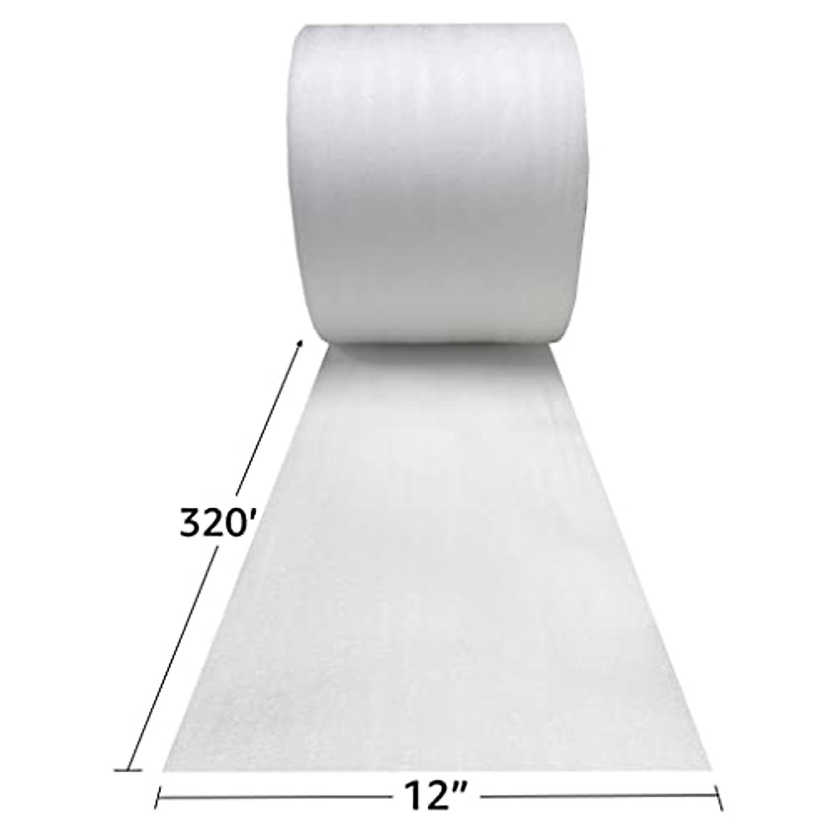 Uboxes Foam Wrap Roll 320' x 12 Wide 1/16 Thick Cushion - 12 Perforation, White, FOAM11622512