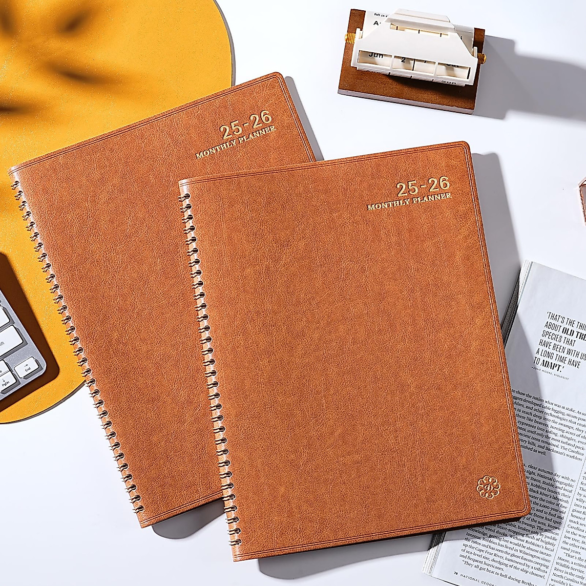 Monthly Planner 2023-2024 - 18 Monthly Planner 2023-2024 from July 2023 to December 2024, Planner 2023-2024 with Tabs, Leather Calendar Planners, Twin-Wire Binding+Inner Pocket+Contacts+Passwords