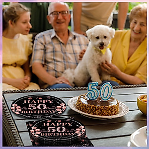 40 Pcs 50th Birthday Decorations for Women Rose Gold Pink Birthday Supplies1975 Happy 50th Birthday Party Supplies Plates and Napkins for gifts women