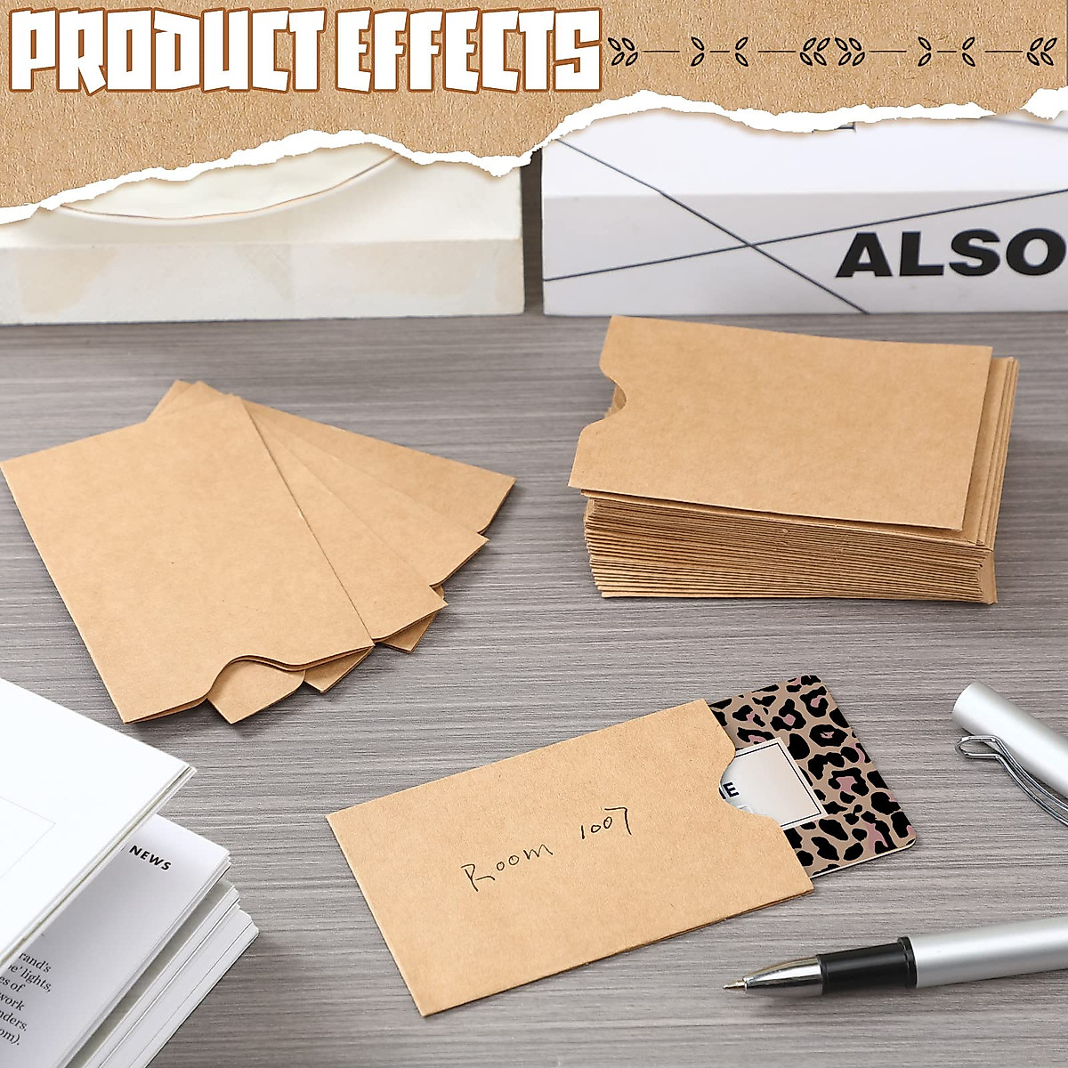 500 Pack Credit Card Paper Sleeves 2.4 x 3.5 Inches Hotel Key Card Holder Sleeve Blank Gift Card Envelopes Small Gift Card Holder Debit Card Protector for Office Business Card ID Cards Holders