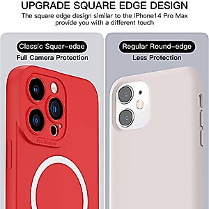 MYY Magnetic for iPhone 14 Pro Max Case,Silicone Shockproof Phone Case[MagSafe-Compatible] Soft Anti-Scratch Microfiber Lining Full Camera Lens Protection Cover 6.7'' (Red)