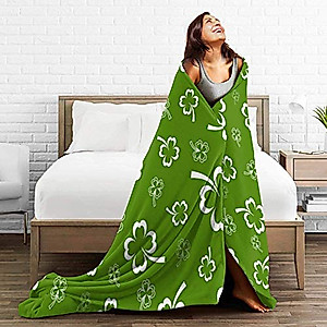 TinaCobur Four Leaf Clover Soft Throw Blanket 40"x50" Lightweight Flannel Fleece Blanket for Couch Bed Sofa Travelling Camping for Kids Adults