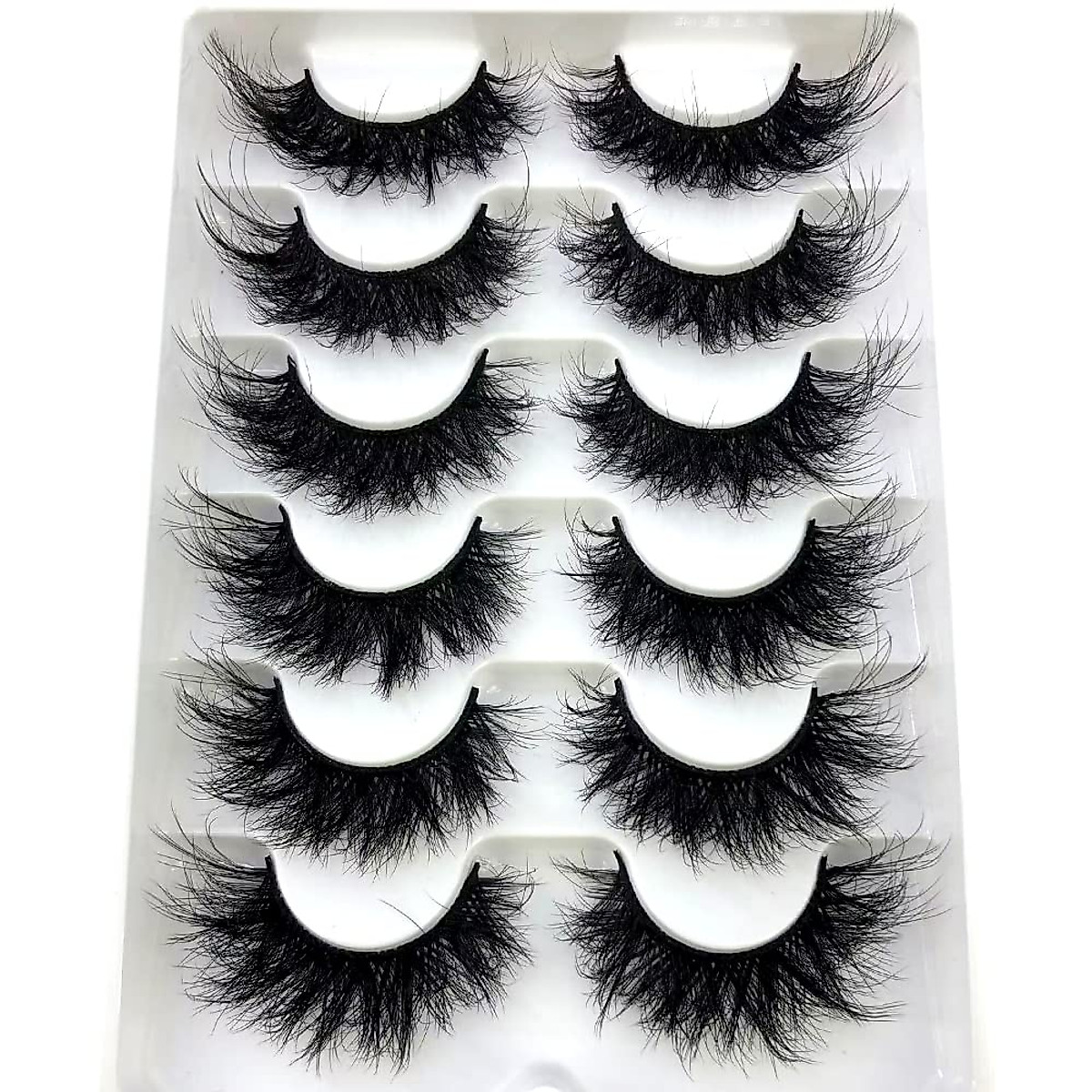 HBZGTLAD 6 Pairs False Eyelashes Cat-Eye Fluffy Faux Mink Lashes 8D Wispy Lashes Dramatic Long Thick Volume Fake Eye Lash(SR-01）