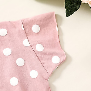 YOUNGER TREE Kids Toddler Baby Girls Shorts Outfits Set Leopard Print Ruffle Dress T-Shirt Tops+Short Pants 2Pc Summer Clothes Set (Pink dots, 18-24Months)