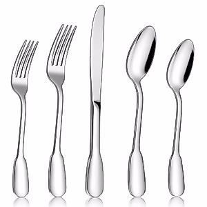 LIANYU Superior 18/10 Silverware Flatware Set for 12, 60-Piece Stainless Steel Flatware Set, Fancy Cutlery Tableware Set for Kitchen Restaurant Wedding, Mirror Polish, Dishwasher Safe