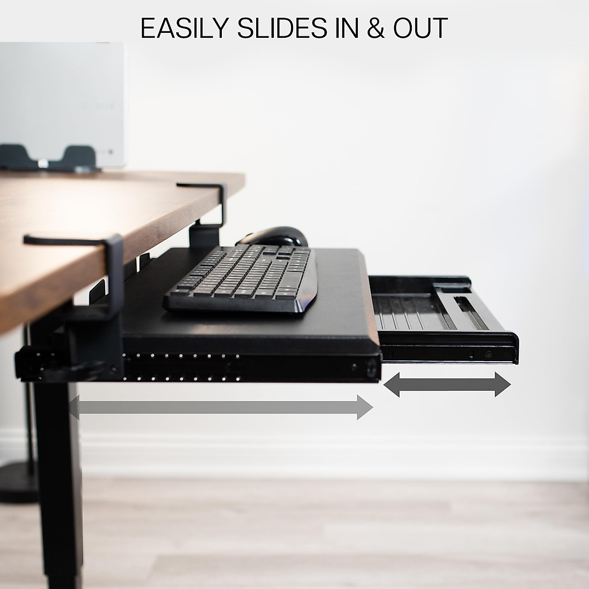 VIVO Large Keyboard Tray Under Desk Pull Out Platform with Pencil Drawer, Extra Sturdy C Clamp Mount, 27 (33 Including Clamps) x 11 inch Slide-Out Tray with Storage Drawer, Black, MOUNT-KB05-4D