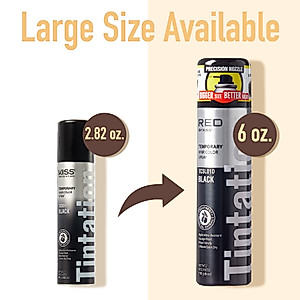 RED by Kiss Tintation Temporary Hair Color Spray, Instant Gray Root Cover Up, Water-Resistant, Smudge-Proof, Easy Wash Out, Hairline & Barber Touch-Up, Quick Dry (Black)