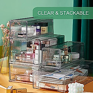 Yatmung Clear Drawers Pull Out Refrigerator Organizer Bins - Stackable Fridge Drawers - Food, Pantry, Freezer, Plastic kitchen organizing - Fridge organization and storage containers (2 Pack | small