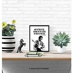 Jimi Hendrix Poster,- Inspirational Wall Art Print - Graffiti Street Art, Urban Home or Wall Decor - Gift for 60's Music, Woodstock Fans, Guitarists, Musicians - 8x10 Quote Photo Picture