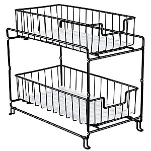 SUFAUY Pull-Out Sliding Drawer, 2 Tier Cabinet Organizer Metal Basket for Countertop Bathroom Storage, 123456