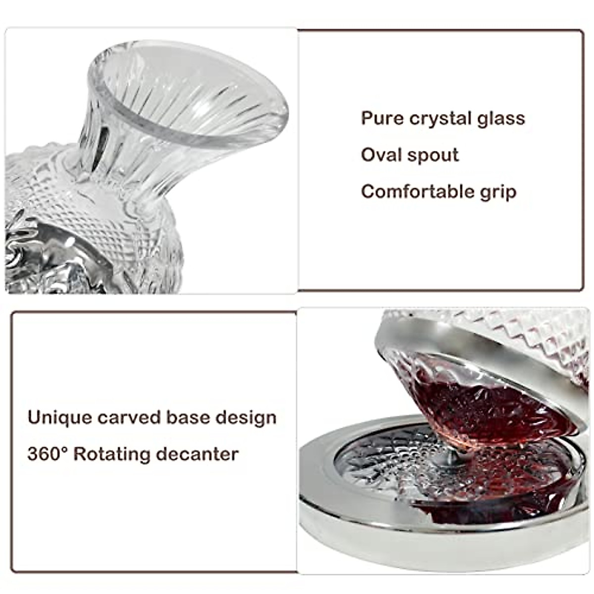 Wine Decanter Set - Decanter for Wine Crystal Shaking 360°Rotating, With Luxury Box Wine Decanter For Wine Lover or Happy Anniversary/Wedding Gift