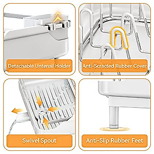 PXRACK Dish Drying Rack,Expandable(11.5"-19.3") Dish Racks for Kitchen Counter, Dish Rack and Drainboard Set, Dish Drainer with Utensil Holder for Kitchen Sink Organization Storage