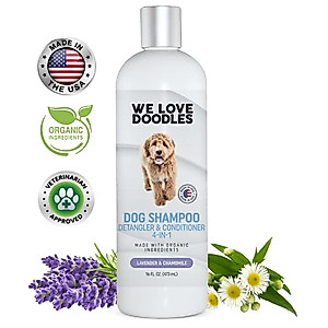Dog Shampoo, Conditioner, and Detangler | Made in USA | Organic Ingredients | Best Shampoo for Goldendoodles and Doodles | Puppies | Grooming, Best Smelling | We Love Doodles |16 OZ (Lavender)
