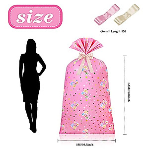 2 Pcs 70"x 40" Large Jumbo Gift Bag for Giant Gifts, Extra Big Plastic Present Bag for Huge Gifts Wrapping Bags with 2 Rolls Ribbons for Baby Shower Birthday Christmas Party Supplies (Fresh Style)