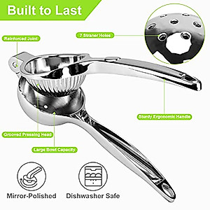 Lemon Squeezer, Nicehelper Handheld Manual Lime Squeezer, Heavy Duty Large Lemon Juicer, Stainless Steel Citrus Press with Long Ergonomic Handle, for Lemon, Citrus, Lime, Orange, Fruit, Pomegranate
