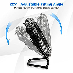 Tangkula 20" High Velocity Floor Fan, 3 Speed Fan w/Portable Handle, Adjustable Tilt Angle, Heavy-duty Metal Commercial & Residential Fan, Home & Industrial Fan for Garage Workshop Warehouse
