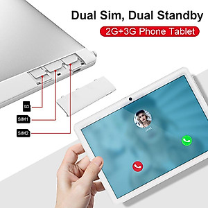 MEIZE Tablet 10.1 Inch, Dual SIM 3G Phone Call Tablets, Quad Core Android 9.0 HD Touchscreen Tablet with 32GB ROM/128GB Expand, 6000mAh Battery, 5MP Camera, WiFi, Bluetooth, GPS,