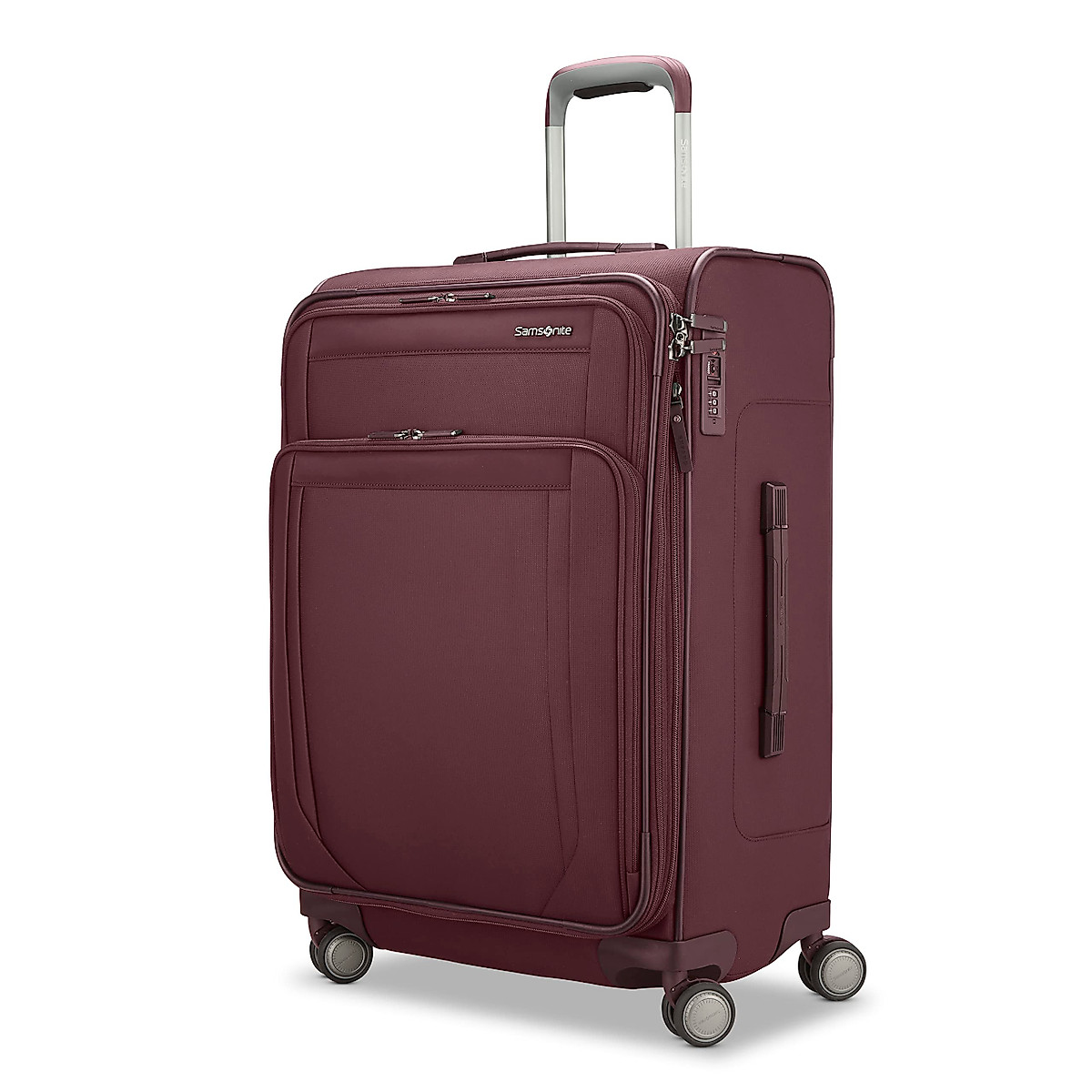 Samsonite Lineate DLX Softside Expandable Luggage with Spinner Wheels, Merlot, Medium Checked