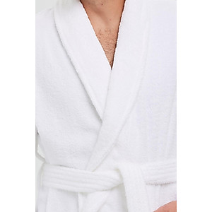 MONARCH Unisex Terry Bathrobe - 100% Lux Combed Cotton, 16 oz Loop Terry Shawl Collar Robe, Five-Star Hotel Choice (Medium, Non-Hooded)