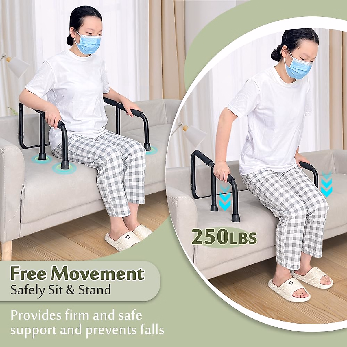 Couch Rails for Elderly Standing Helper Chair Lift Assist Devices for Seniors Handicap Couch Cane Assistance Stand Up Mobility Aids Seat Lifter for Chair Couch Grab Bar Portable Standing Frame