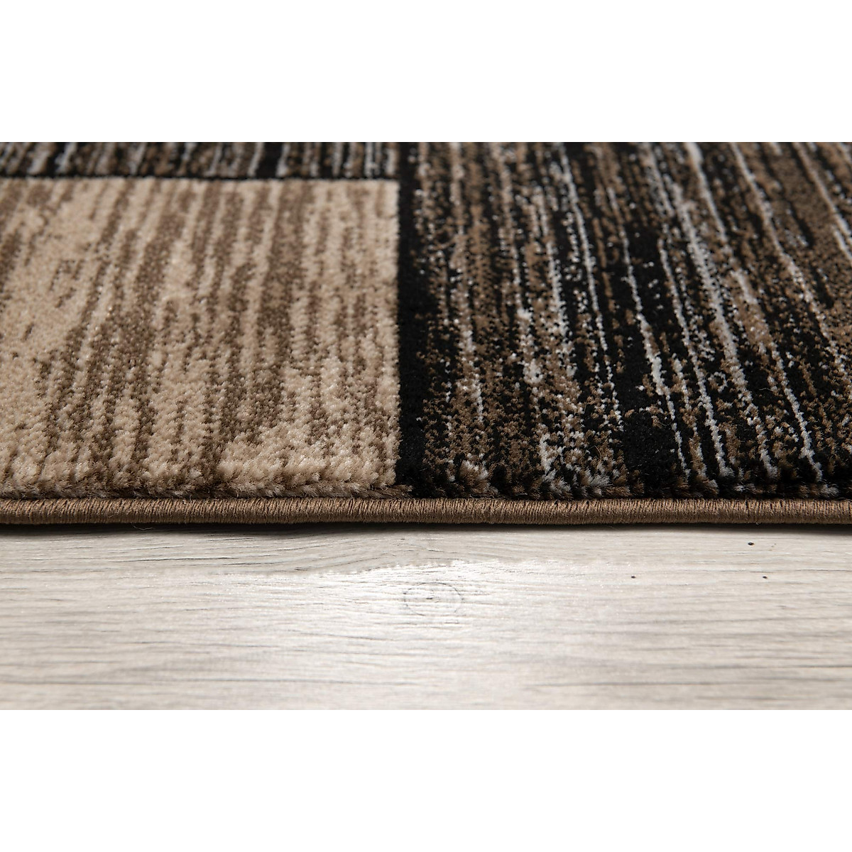 RUG BRANCH Montage Modern Geometric Checkered Brown Beige Indoor Runner Rug for Entryway, Hallway, Bathroom, and Kitchen - 3' x 8' (2'8" X 8')