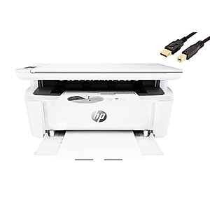 HP Laserjet Pro MFP M29w Wireless All-in-One Monochrome Laser Printer, Mobile Printing, 19ppm, Auto-On/Auto-Off, LCD Control Panel, Print Scan Copy, White, Durlyfish USB Printer Cable