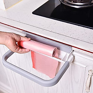 AYOUSENFAN Hanging Trash Bag Holder RV Trash Can, Portable Over The Cabinet Plastic Trash Bag Holder, for Kitchen Camping Dorm Room Bathroom Office Over The Door Plastic Bag Holder (Off-White