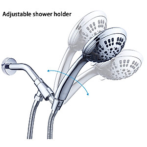 G-Promise Metal Shower Head Holder for Hand Held Showerhead, Adjustable Bracket, Shower Arm Adapter, Universal Shower Arm Mount, Chrome Finish