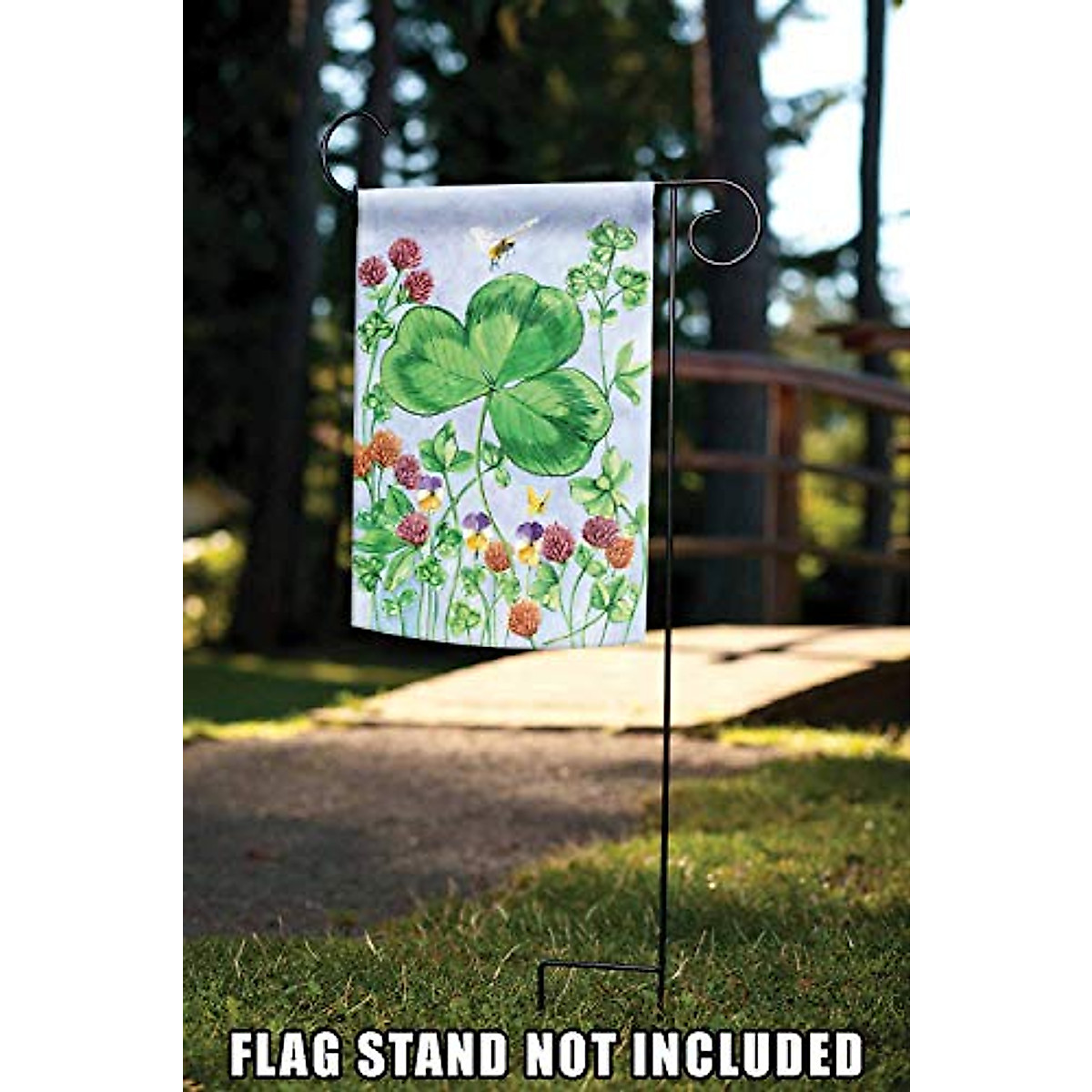 Toland Home Garden 110014 Clover & Bee St Patricks Day Flag 12x18 Inch Double Sided St Patricks Day Garden Flag for Outdoor House St Pats Flag Yard Decoration