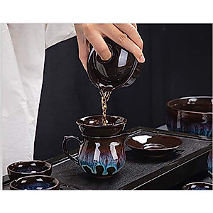 Sizikato Kiln Glazed Ceramic Gaiwan Teacup Kung Fu Tea Cup and Saucer with Lid. 5 Oz