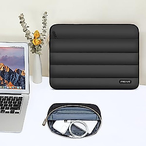 MOSISO Puffy Laptop Sleeve Compatible with MacBook Air/Pro, 13-13.3 inch Notebook, Compatible with MacBook Pro 14 inch 2023-2021 A2779 M2 A2442 M1, Polyester Horizontal Bag Cover with Small Case,Black