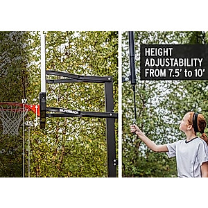 Silverback 54" In-Ground Height Adjustable Basketball System with Tempered Glass Backboard, Pro-Style Breakaway Rim, and Backboard Pad
