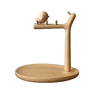 Nbcymg Wood Key Holder Jewelry Catchall Tray for Entryway Tabletop Key Stand Hanging Organizer with 8 Brass Tone Hooks