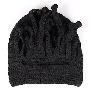 Kafeimali Men's Head Barbarian Vagabond Beanie Original Foldaway Beard Octopus Pirate Hats Bearded Caps (Black)
