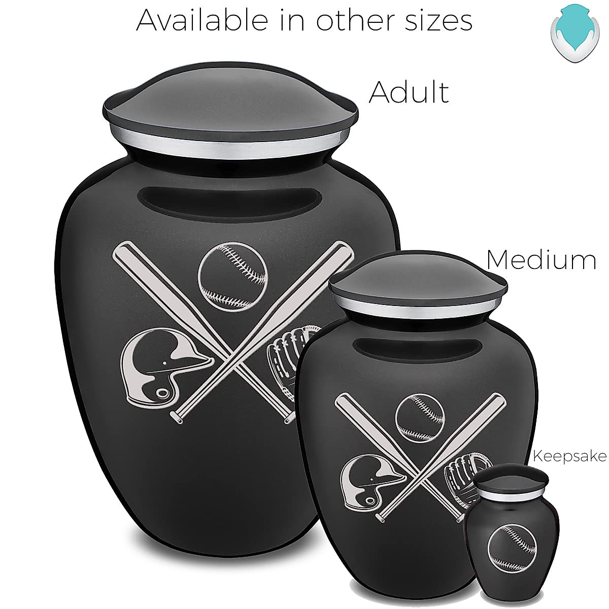 GetUrns Embrace Personalized Baseball Adult Cremation Urn with Custom Text Engraving for Human Ashes for Funeral, Burial, Niche or Columbarium– 200 Cubic Inches–Urns for Ashes (_Charcoal Double Sided)