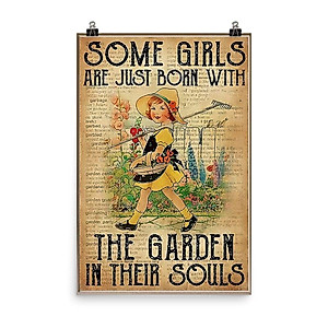 SIGNCHAT Some Girls are Just Born with The Garden in Their Souls Little Girl Poster Decor Vintage Tin Sign Metal Signs 8X12 Inches