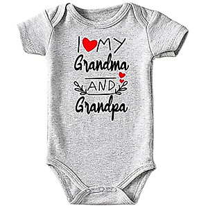 Acwssit I Love My Grandma And Grandpa Baby Boy Clothes Unisex Funny Baby Bodysuits 0-3 Months (Gray,3-6M)